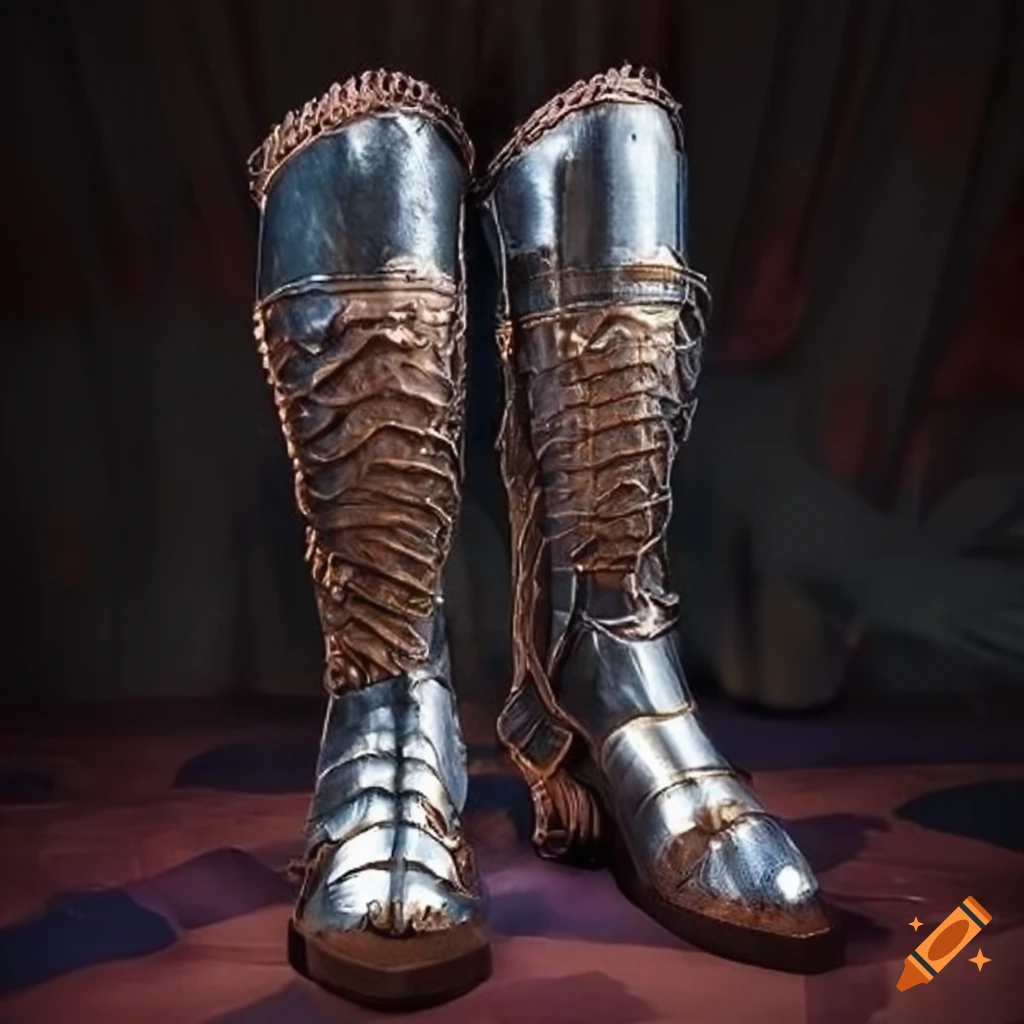 Adorned mithril plated knight boots, perfect for rpg games on Craiyon