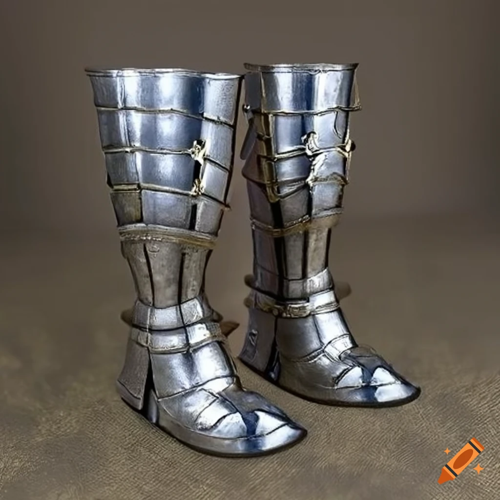 Adorned mithril plated knight boots for rpg game leg armor slot on Craiyon