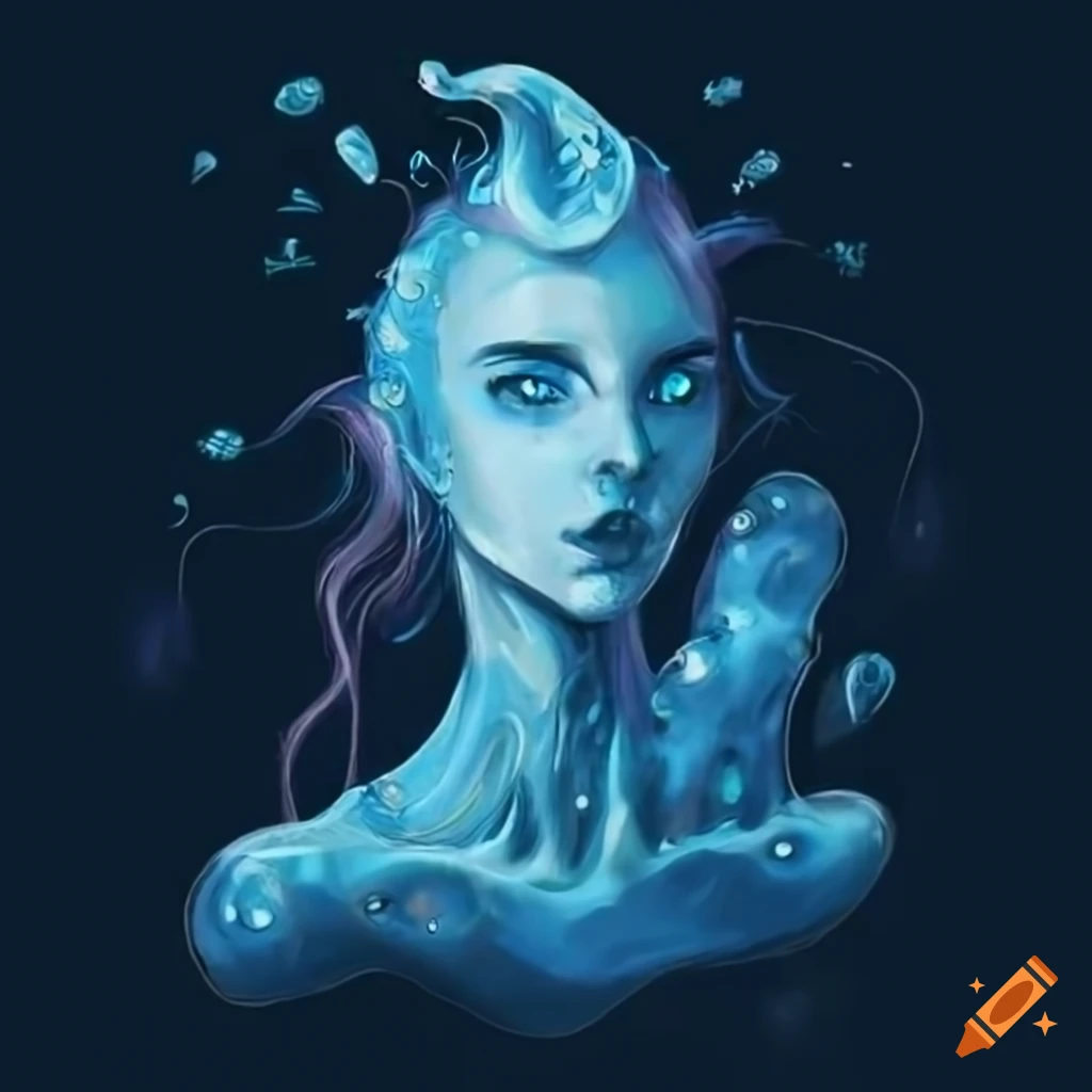 Female air elemental disappearing into the air in a hand-drawn style on Craiyon