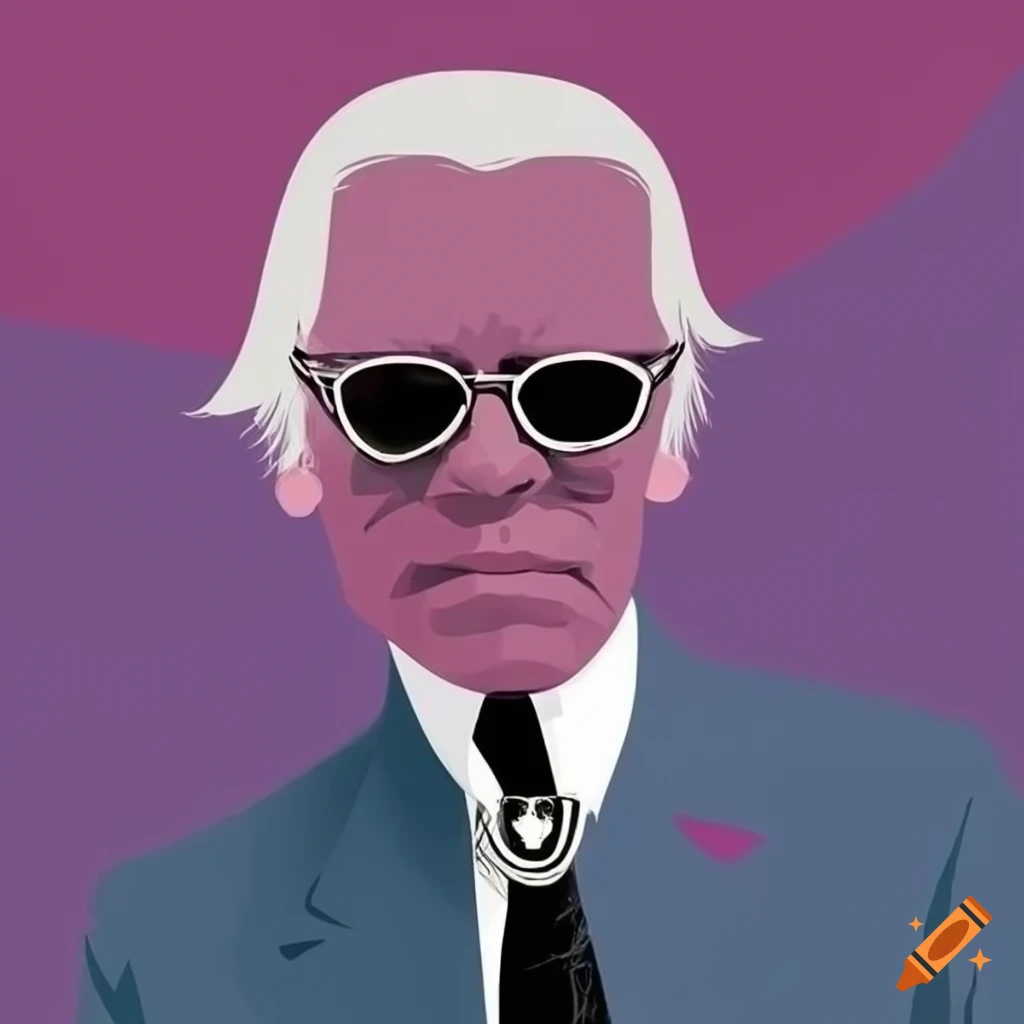 Minimalist vector art of Karl Lagerfeld's iconic masculine style on Craiyon