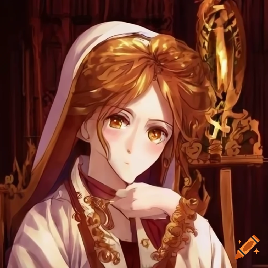 Anime character inspired by Catholic aesthetics on Craiyon