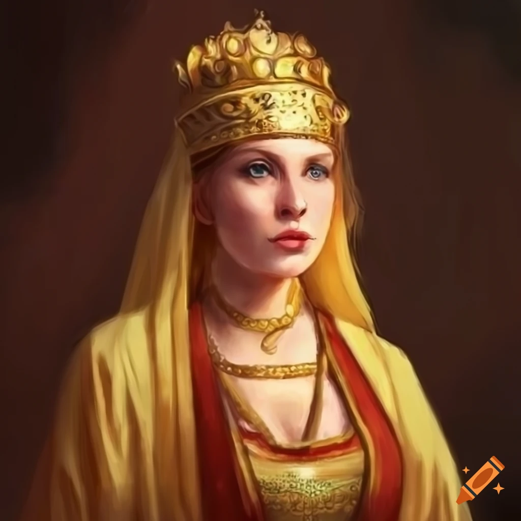 Blonde German woman in Byzantine attire in a fantasy art depiction on ...