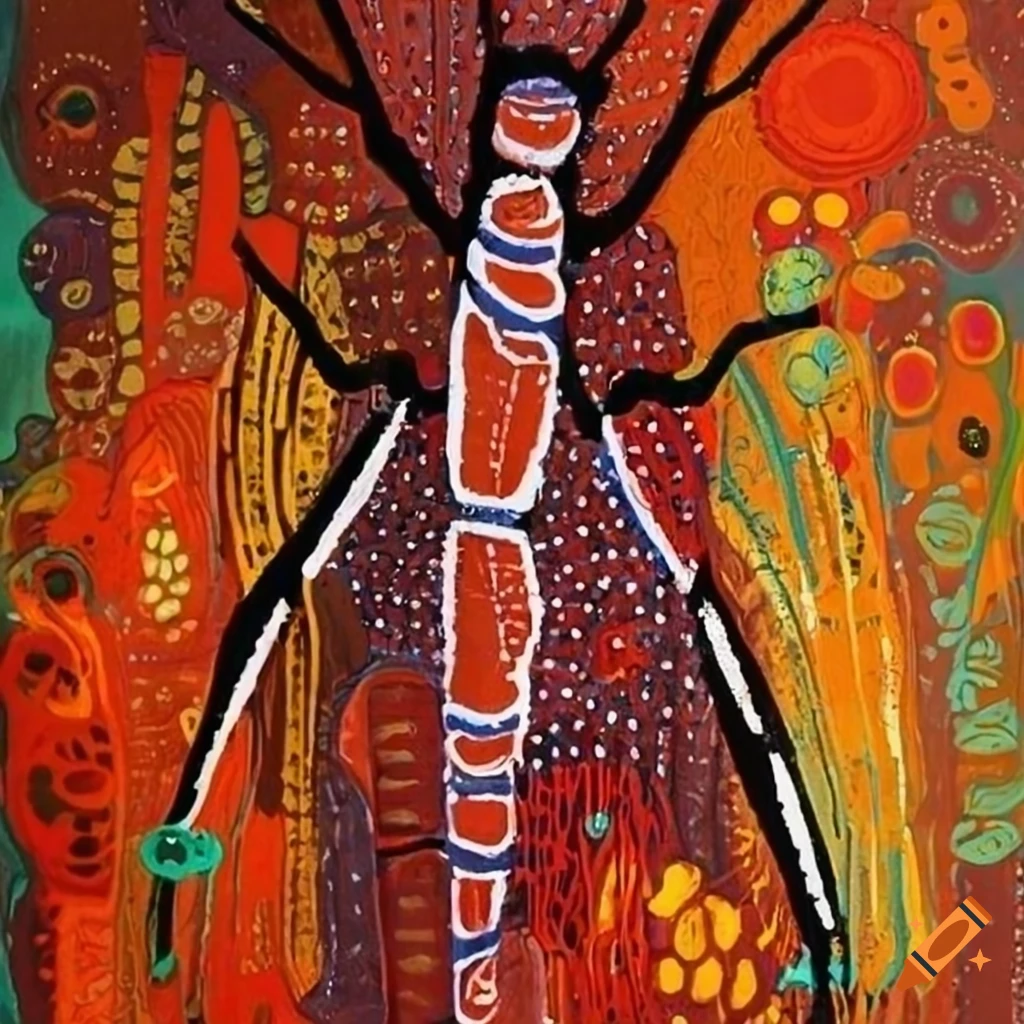 Grasshopper in aboriginal australian art style on Craiyon