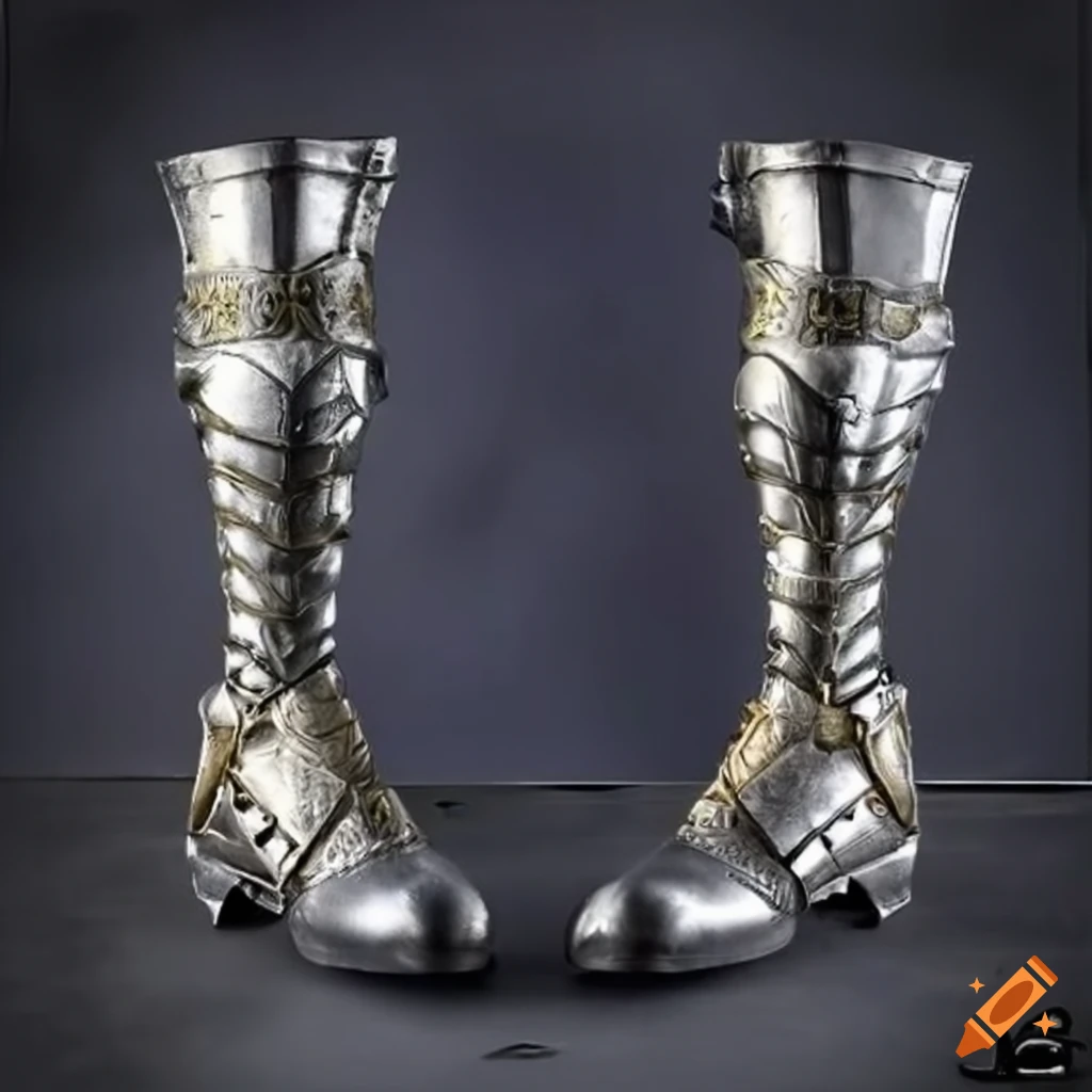 Adorned mithril plated knight boots for rpg inventory leg armor slot on ...