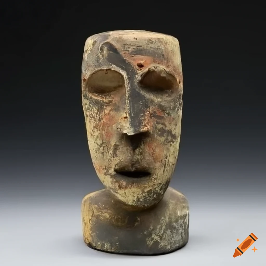 Rustic and primitive idol in the style of beksiński with weathered look ...