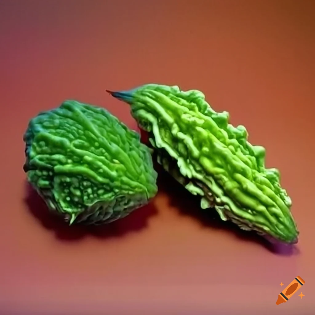 Bitter melon fruit with rough skin and prominent bumps on Craiyon