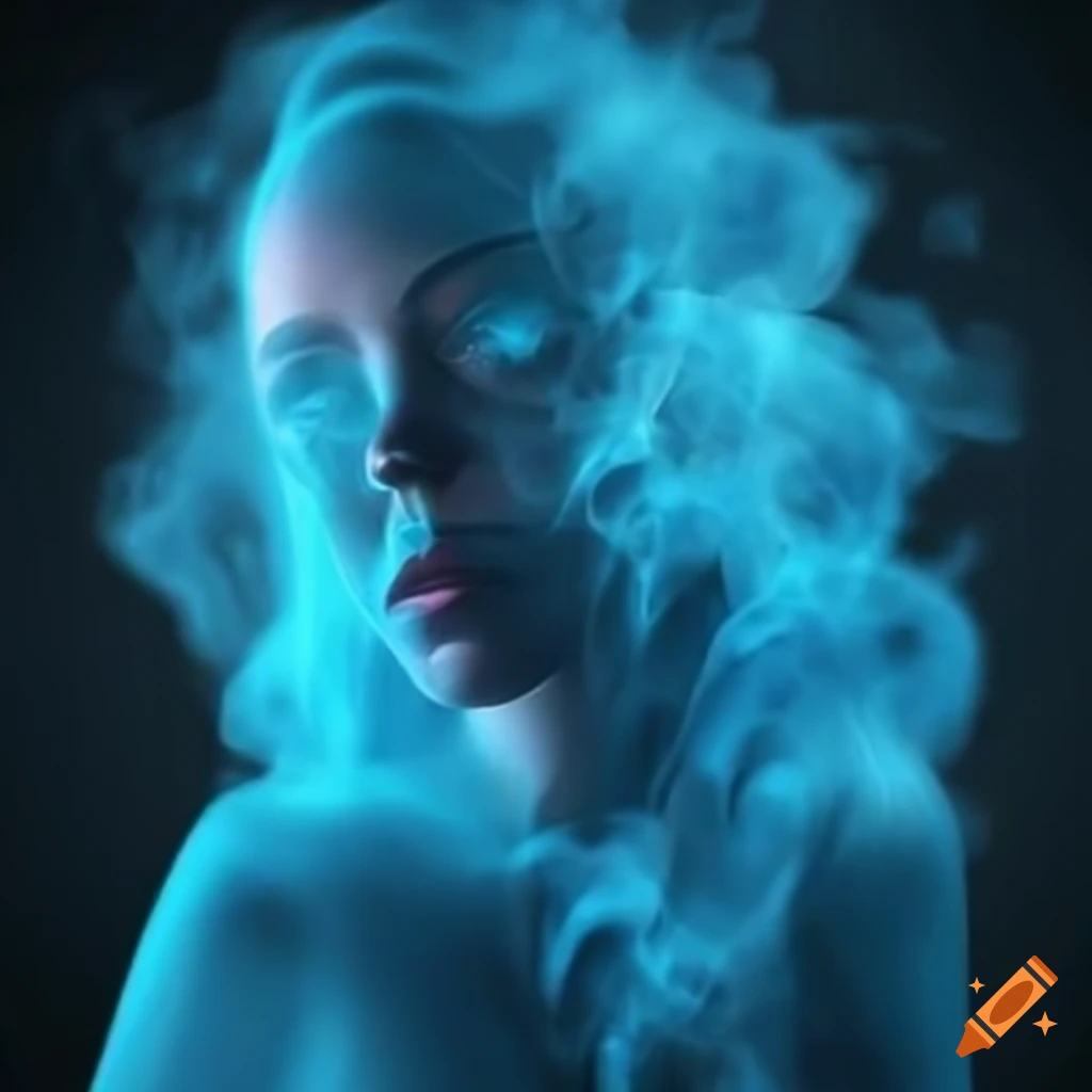Female smoke elemental face in a smoky environment with graphic novel ...