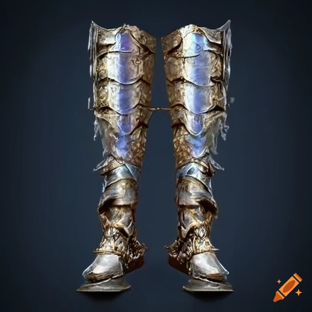 Adorned mithril plated knight magic boots in a fantasy rpg game on Craiyon