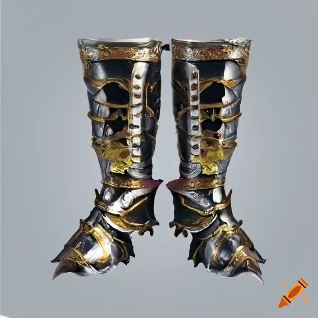 Adorned mithril plated knight boots for rpg inventory leg armor slot on ...