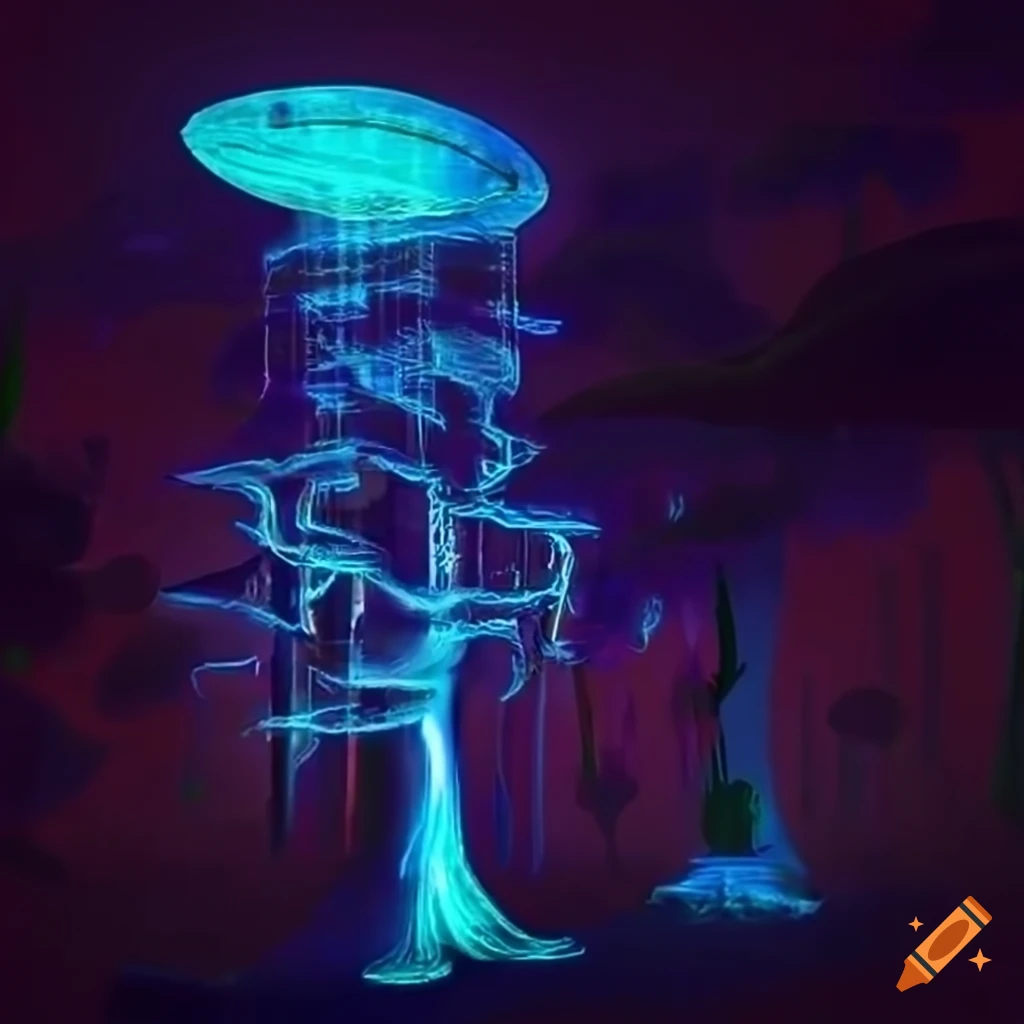 Biopunk forest merging nature and technology with glowing ...