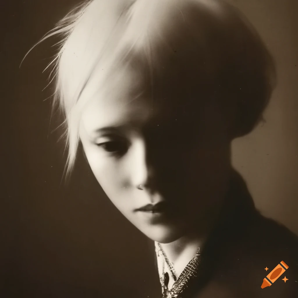 Close portrait of a Japanese albino adult male with androgynous ...