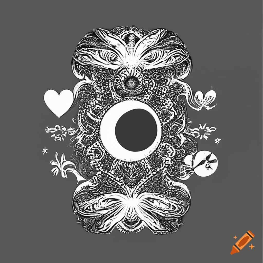 Sun and moon merging into a heart-shaped constellation on Craiyon