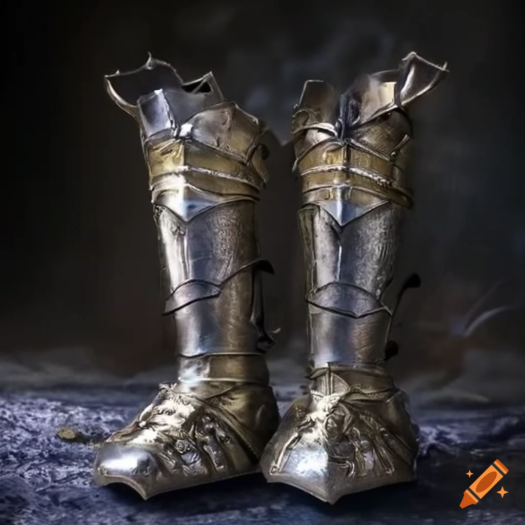 Adorned mithril plated knight boots for rpg inventory leg armor slot on ...