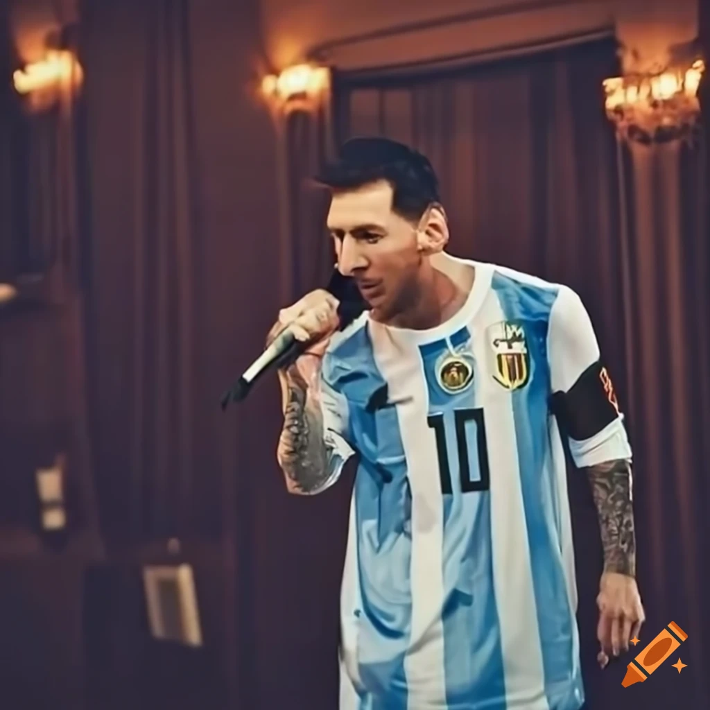 Lionel messi in an argentinian jersey singing karaoke with the team in ...