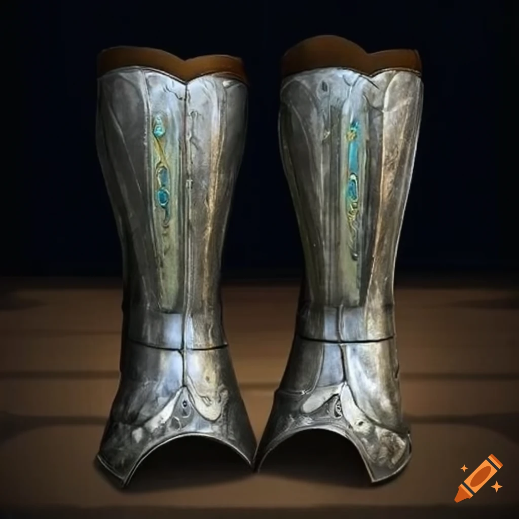 Adorned mithril plated knight boots for rpg inventory leg armor slot on ...