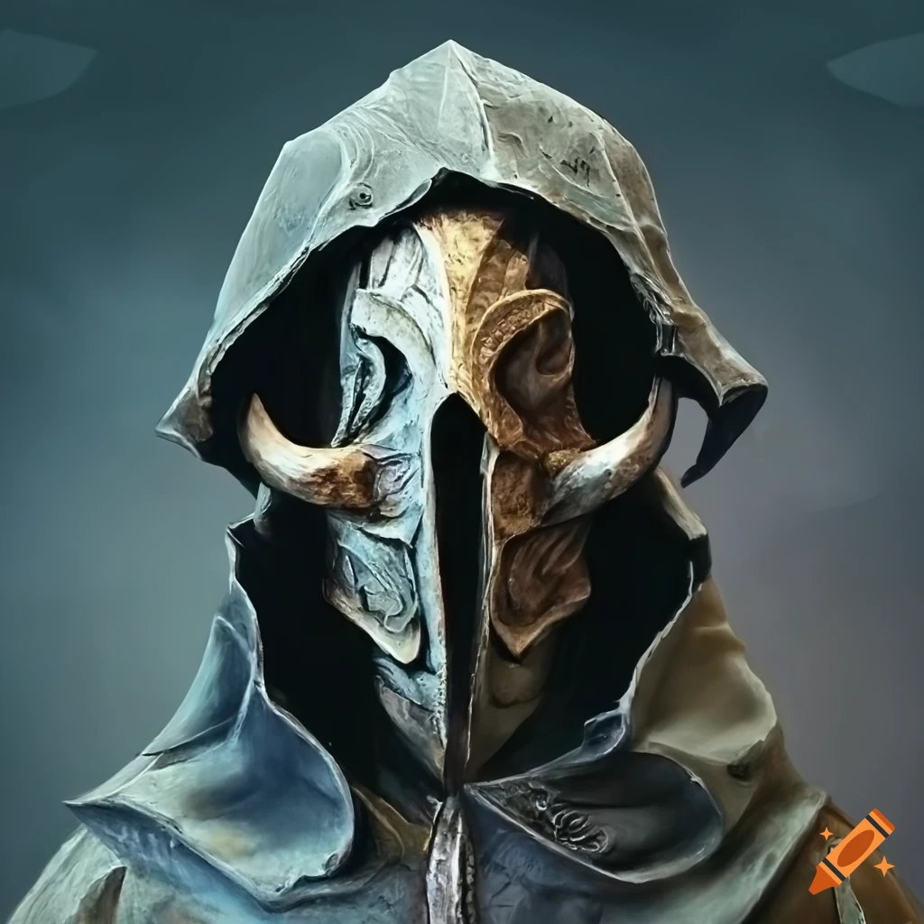 Mage with detailed Dragon Priest Mask from Skyrim game design on Craiyon