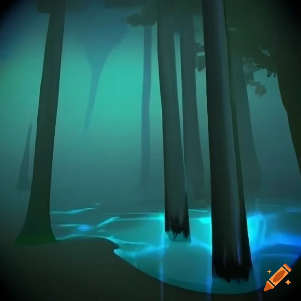 Biopunk paradise with glowing bioluminescent trees merging nature and ...