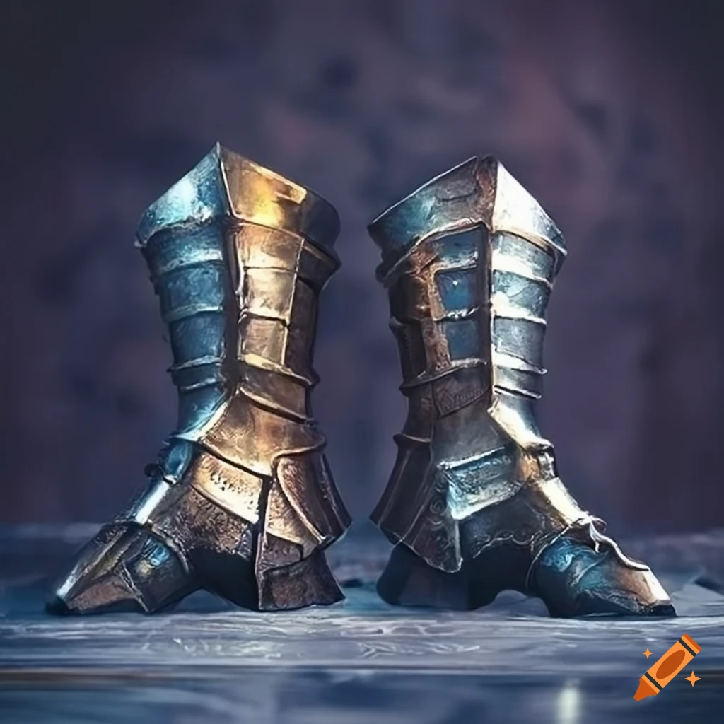 Adorned mithril plated knight boots for leg armor slot in rpg game on ...