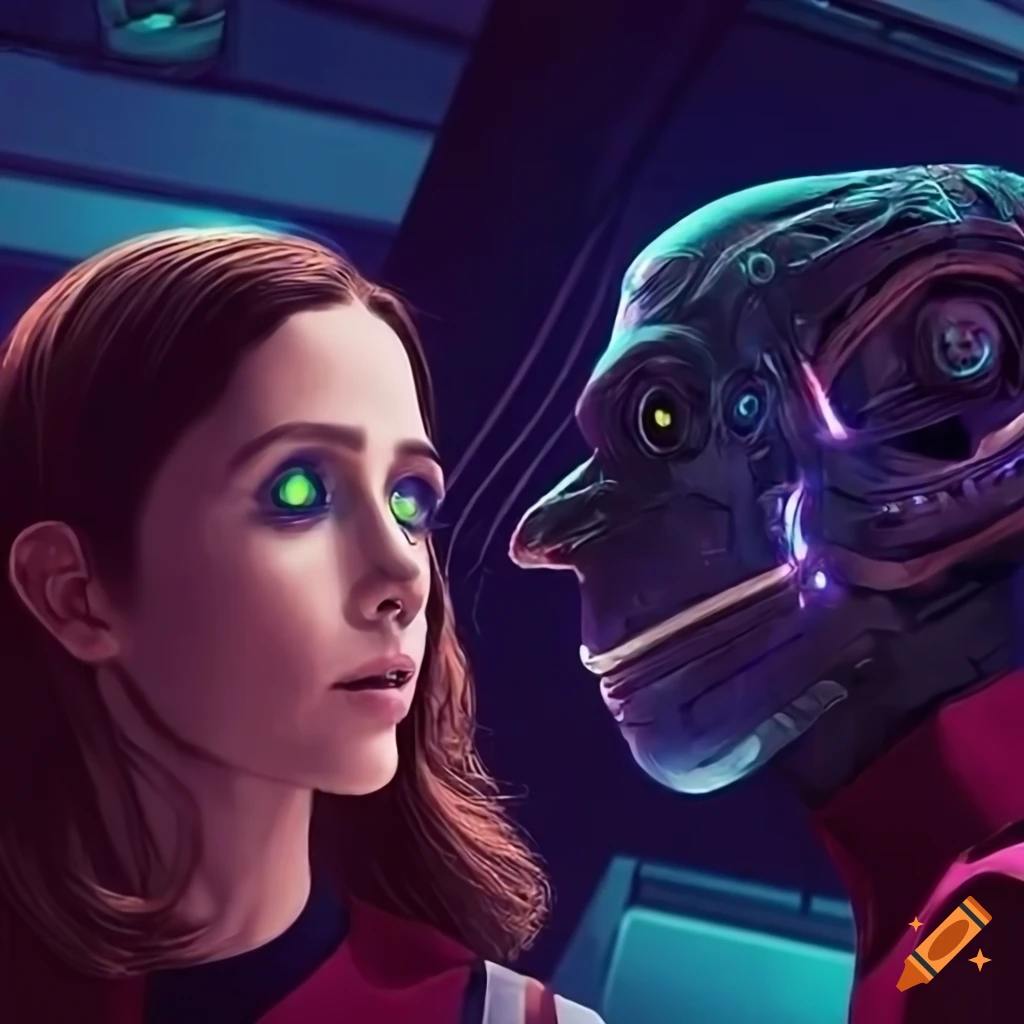 Emily Rudd as a villain scientist with green glowing eyes commanding ...