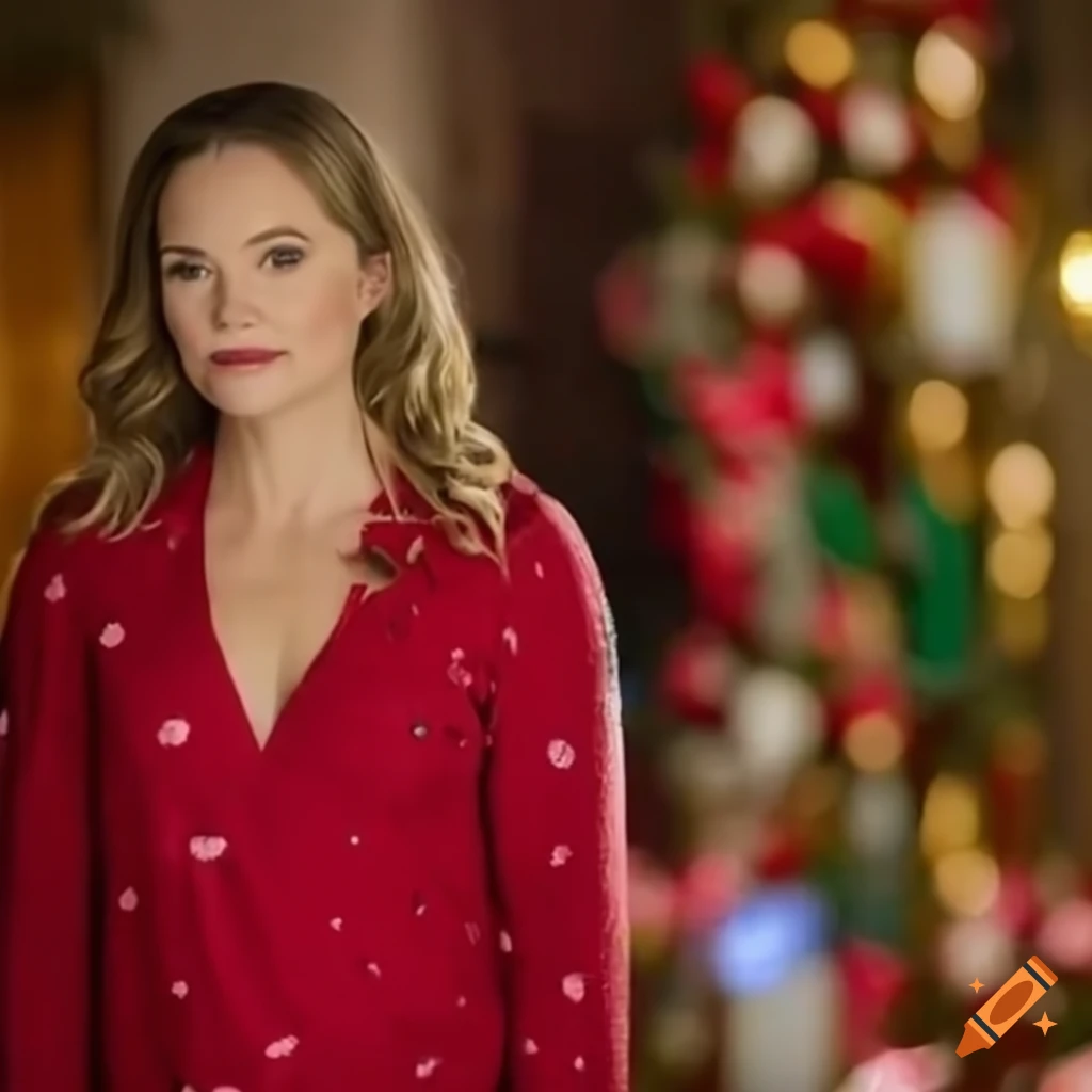 Hallmark movie actresses in Christmas pajamas on Craiyon