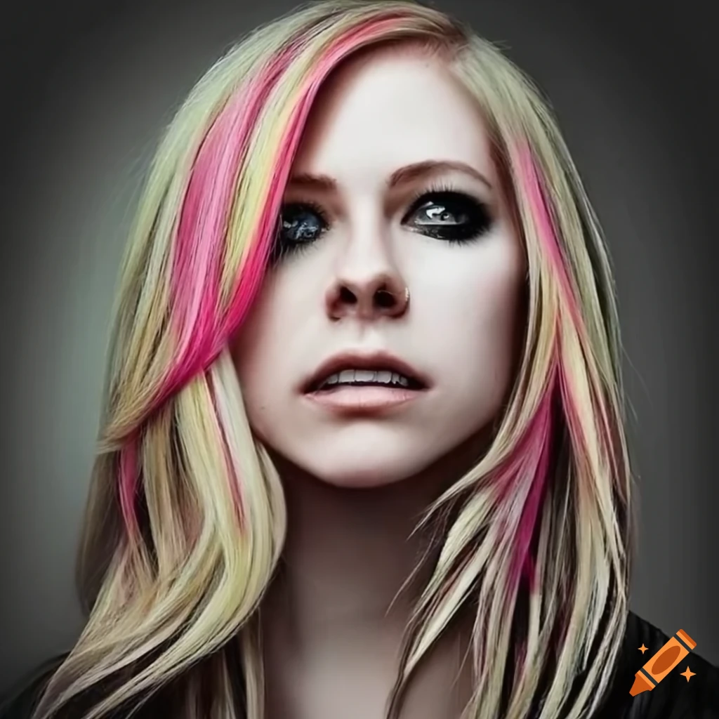 Hyperrealistic portrait of a mesmerized avril lavigne with hypnotic ...