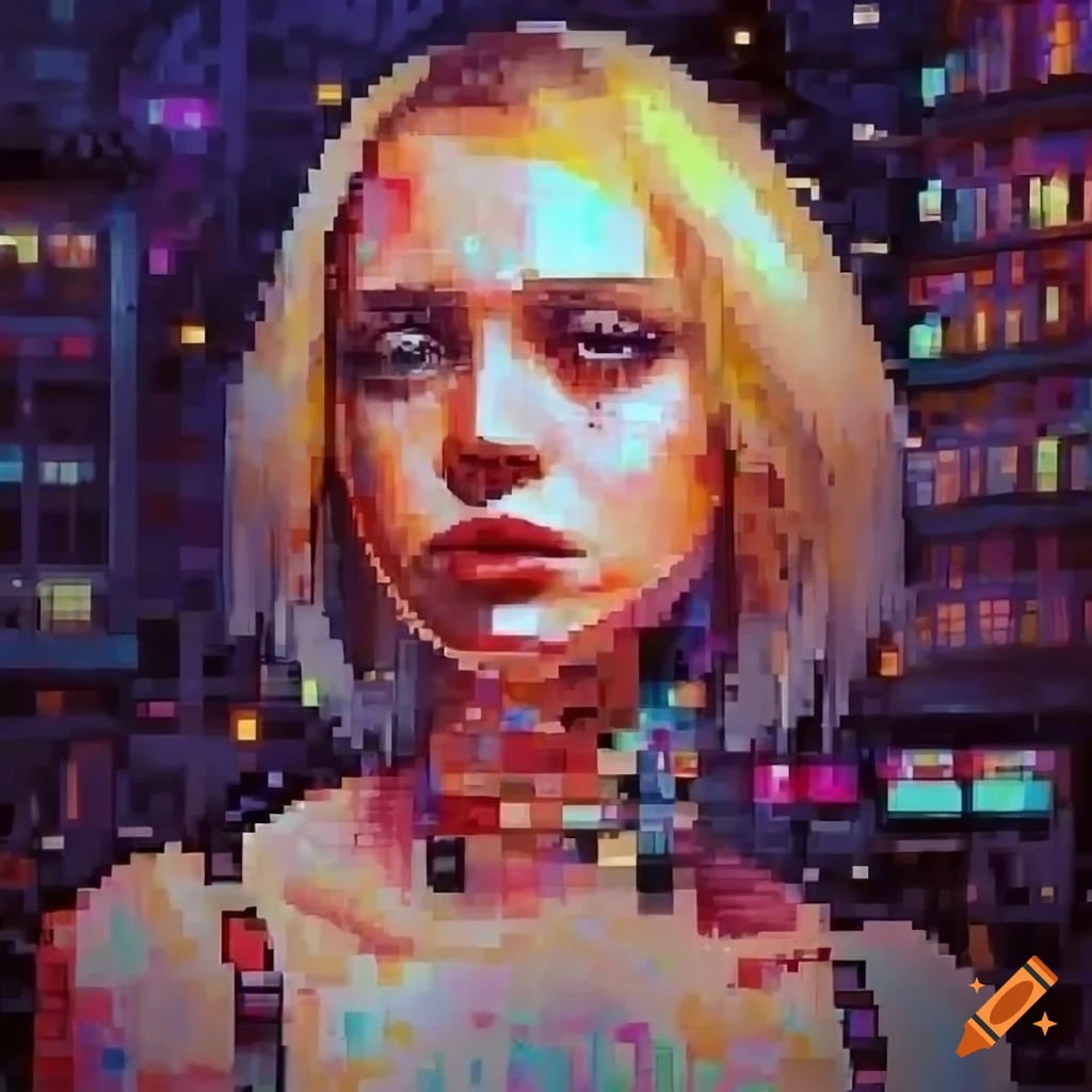 Portrait of a russian android cyborg girl on a cyberpunk skyscraper on ...