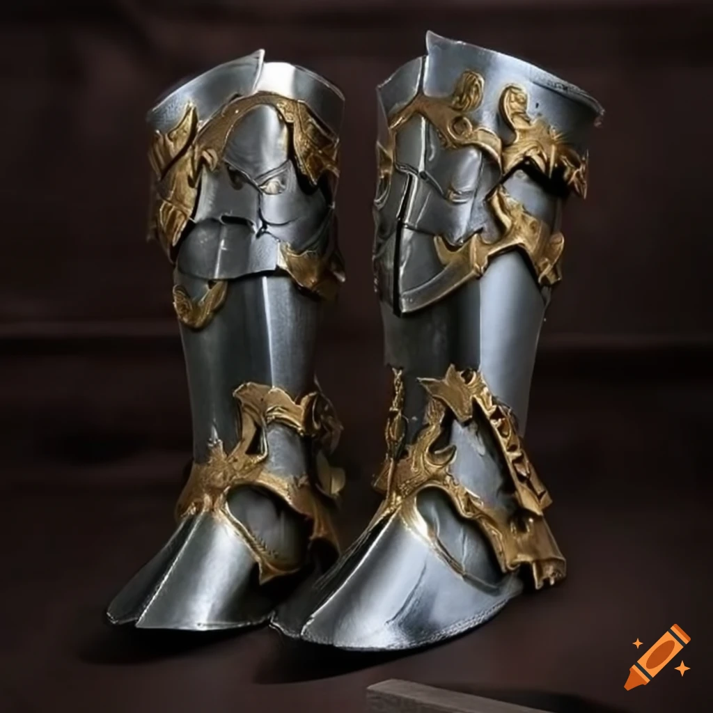 Adorned mithril plated knight boots for leg armor slot in rpg game on ...