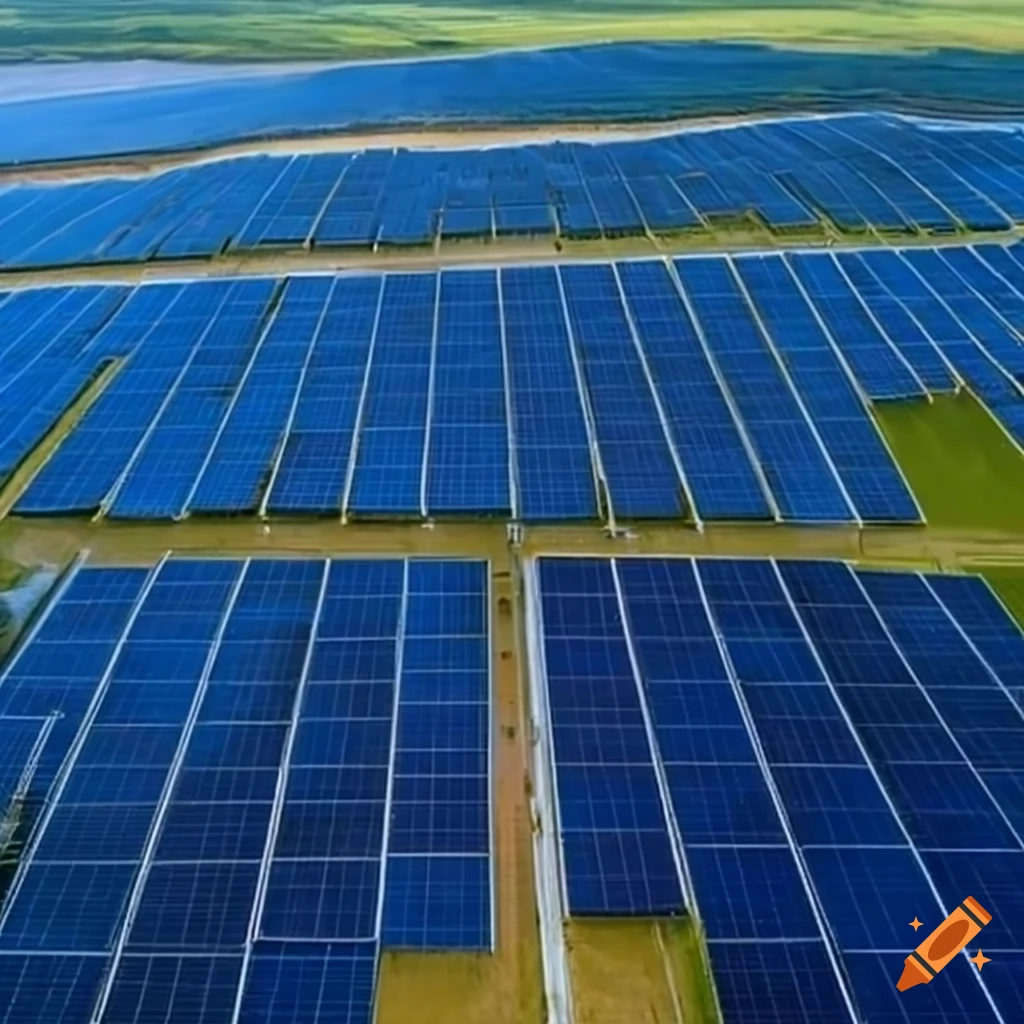 Aerial view of a large photovoltaic power plant on Craiyon