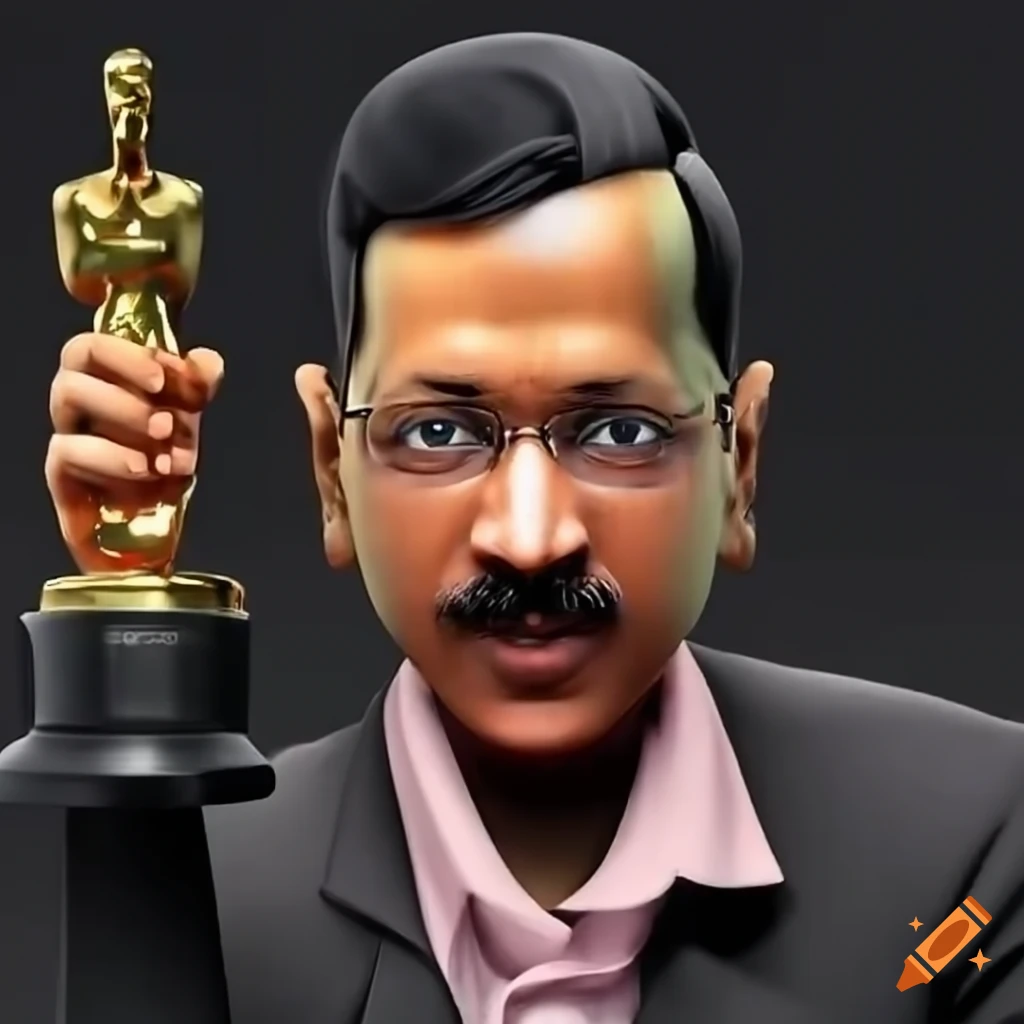 3D render of Arvind Kejriwal receiving an Oscar at an award ceremony on ...