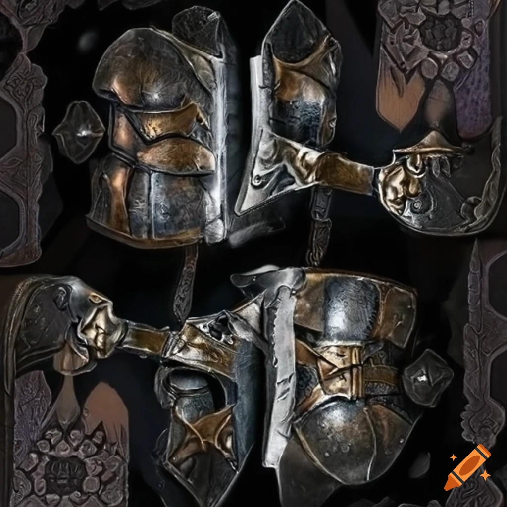 Medieval pair of adorned mithril plated knight boots with magic aura on ...