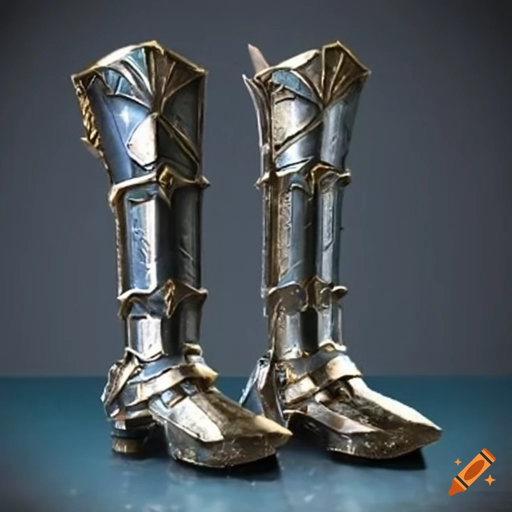 Adorned mithril plated knight boots for rpg game inventory on Craiyon