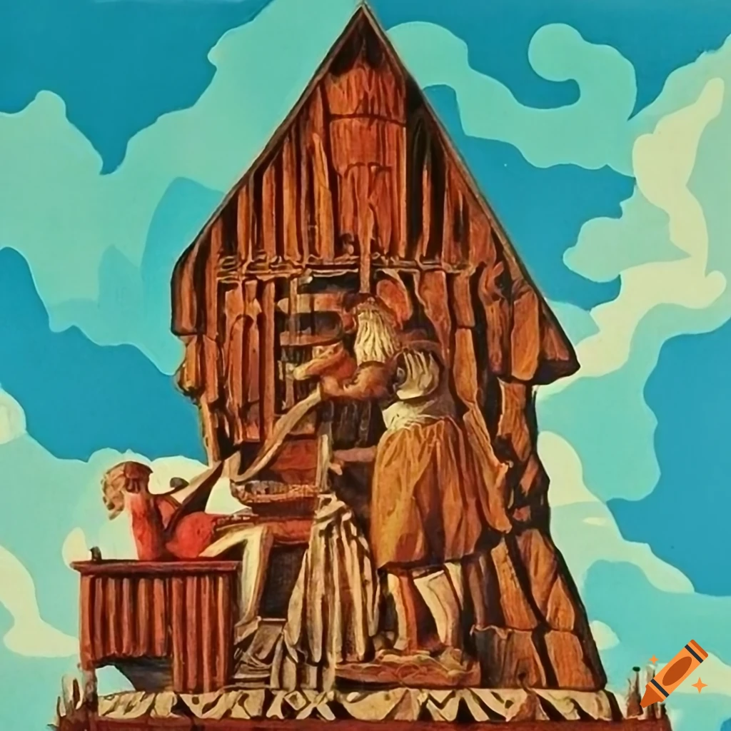Vintage misadventure travel poster featuring Stave Carvings and ...