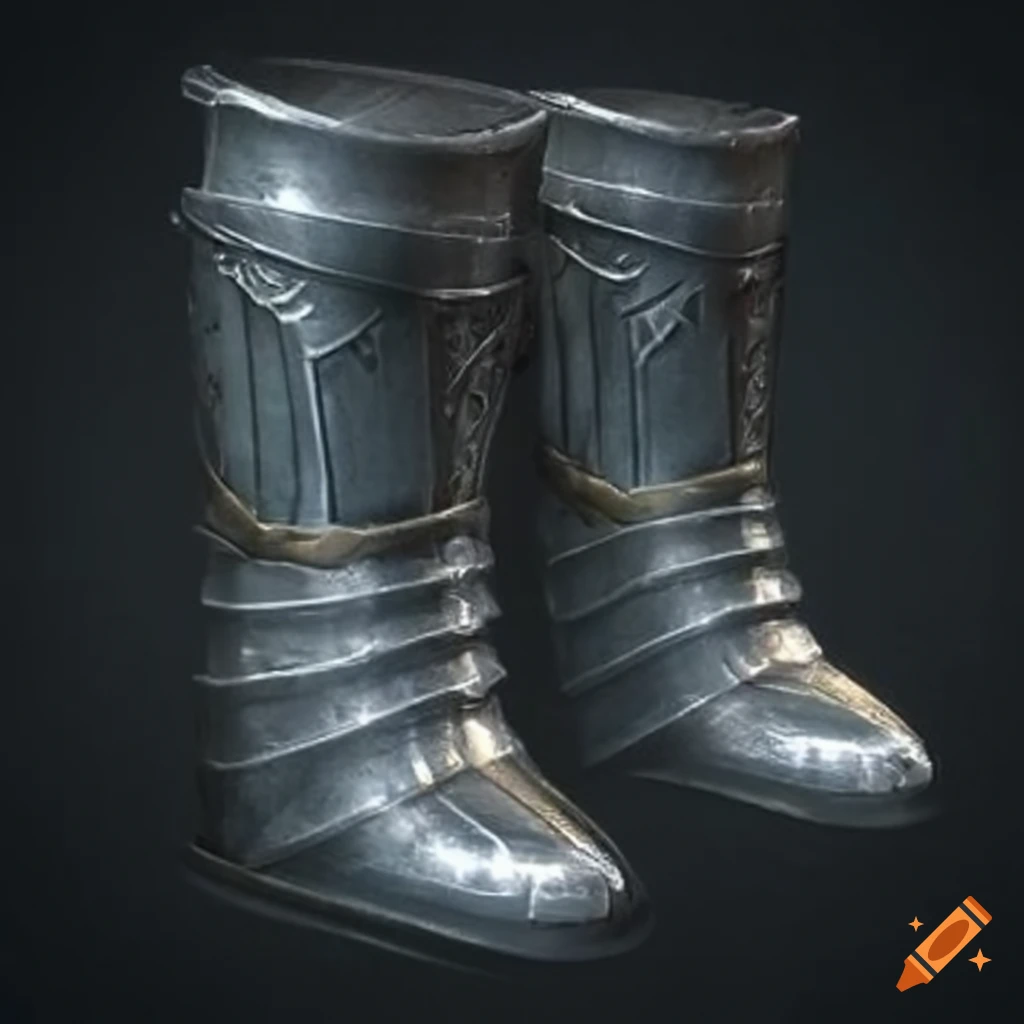 Adorned mithril plated knight boots for leg armor slot in rpg game on ...