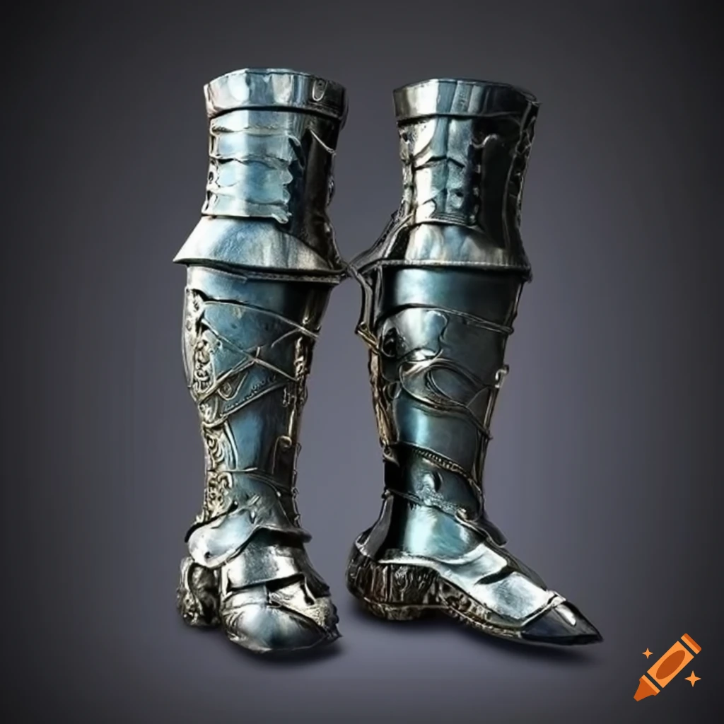 Adorned mithril plated knight boots for rpg game inventory, with magic ...