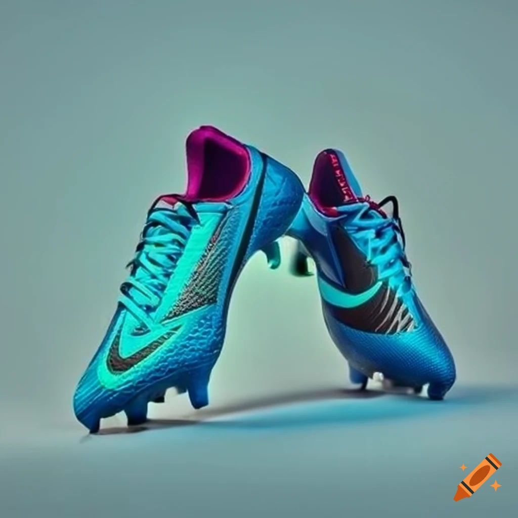 Nike soccer cleat concept with angular design in neon blue and aqua ...