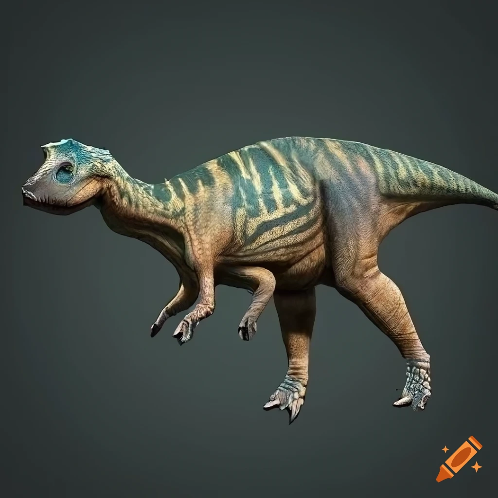 Accurate Hadrosaurus dinosaur with civet-like striped pattern in a ...