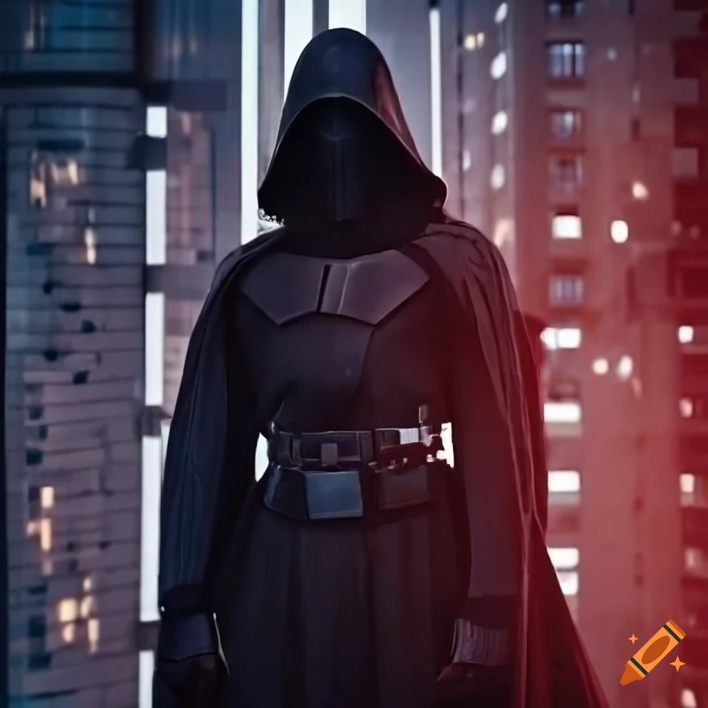 Jedi Sith Lord with occult symbols, lightsaber, and gun holster ...