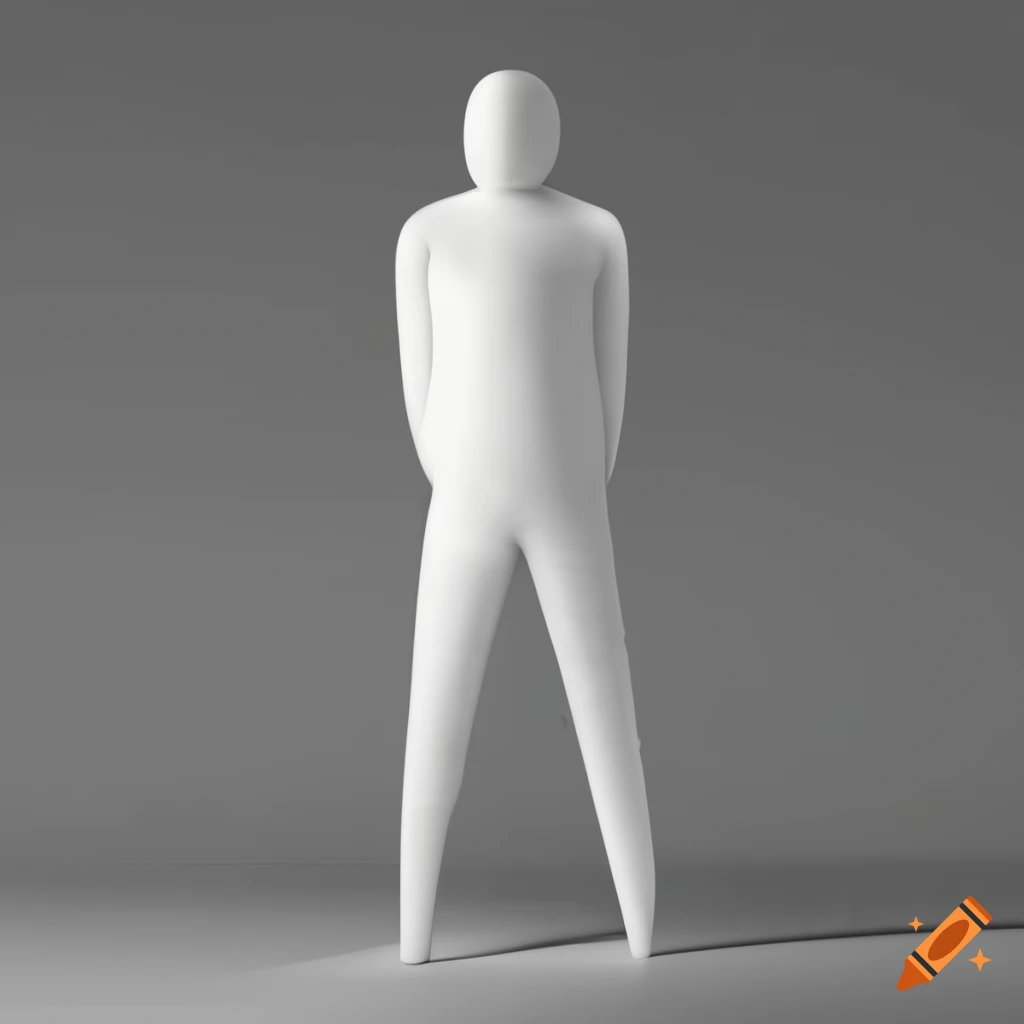 Abstract 3d rendering of a faceless monochrome figure in full body on ...