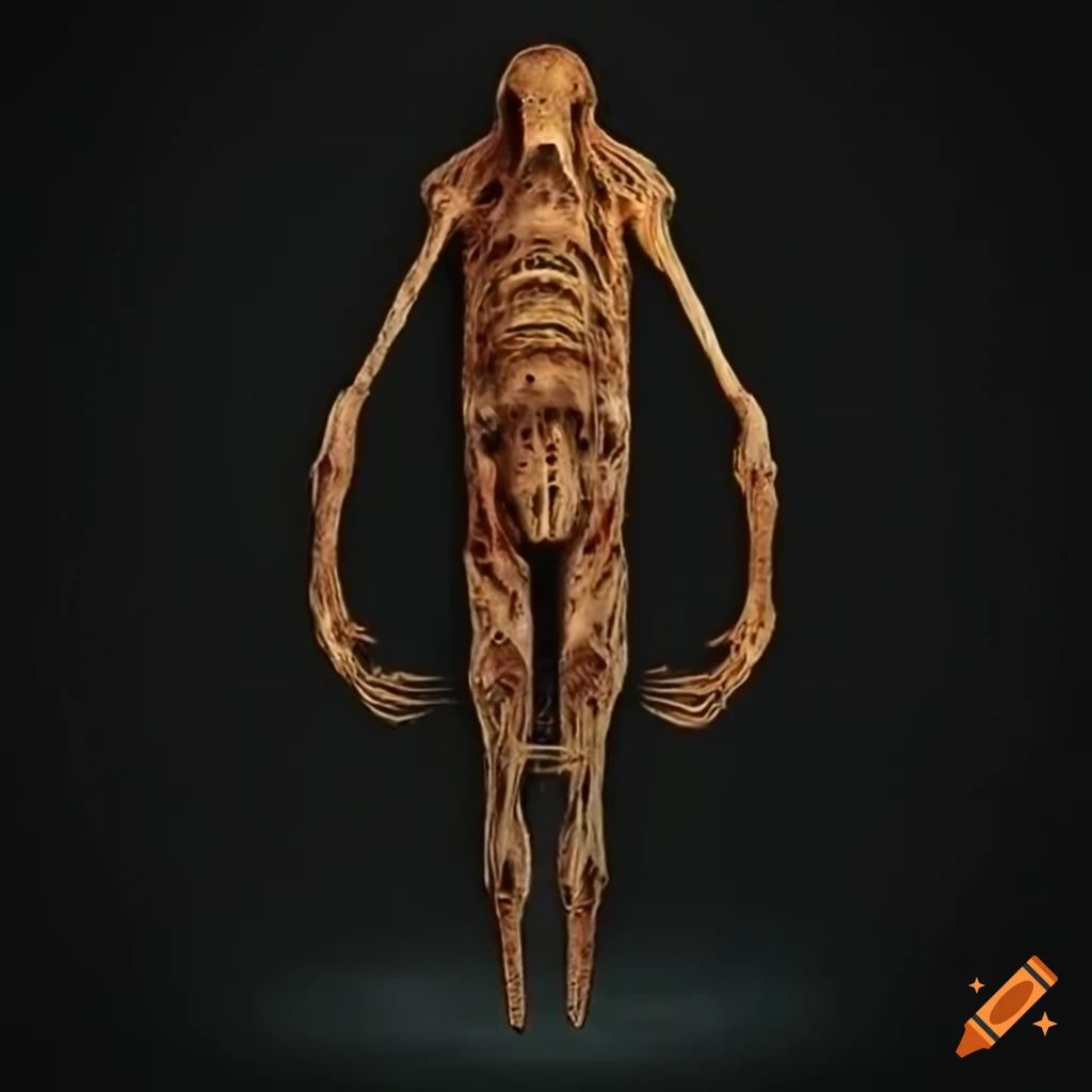 Creature with rusted metal and decaying flesh in a twisted humanoid ...