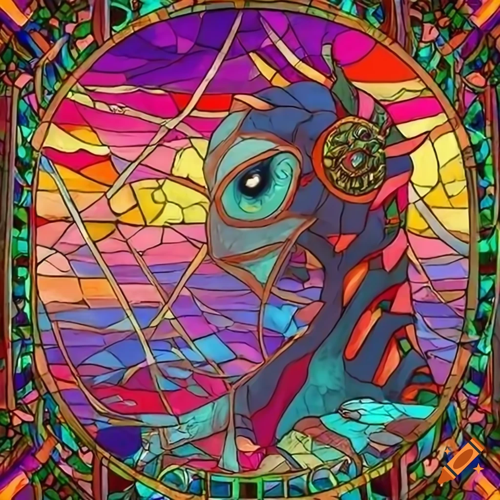 Stained glass illustration of Abanuwasi the Clever in anime style with ...