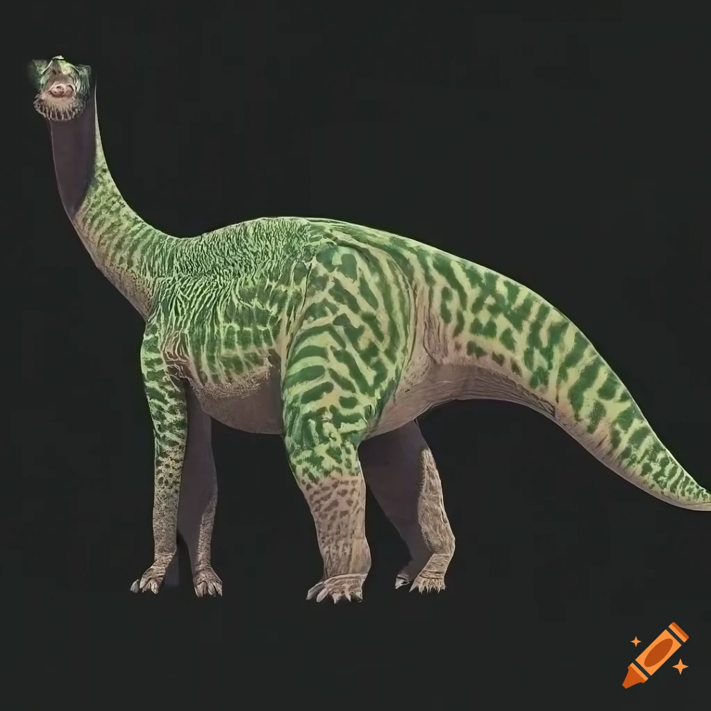 Accurate Hadrosaurus dinosaur with civet-like striped pattern in a ...
