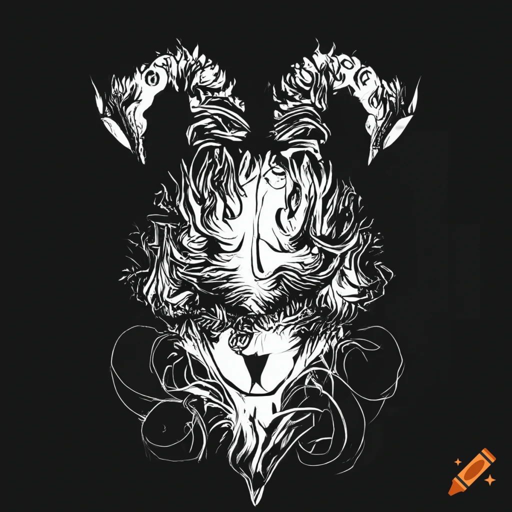 Minimalistic black and white clan banner in manga style with hand-drawn ...