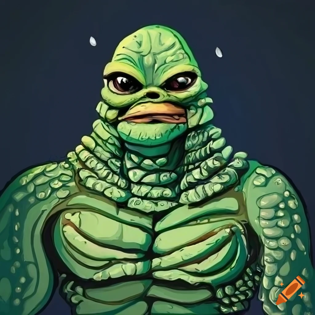 Black lagoon creature reimagined as a 1960s cartoon character on Craiyon