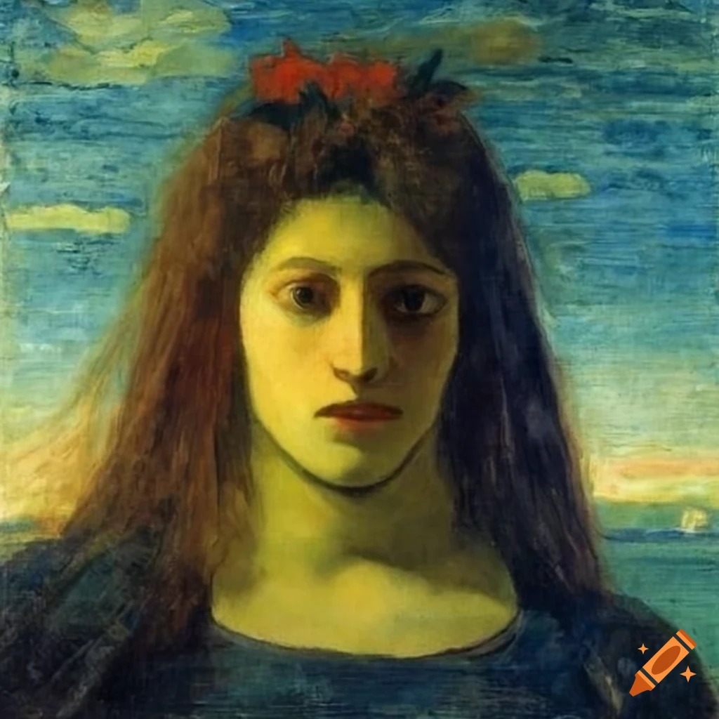 Artistic representation under a blue sky with one person in jeans on ...