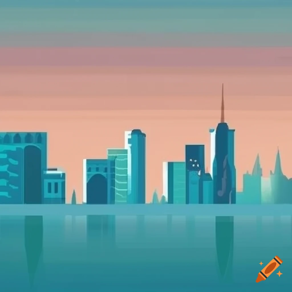 Generic city landscape in vector style on Craiyon