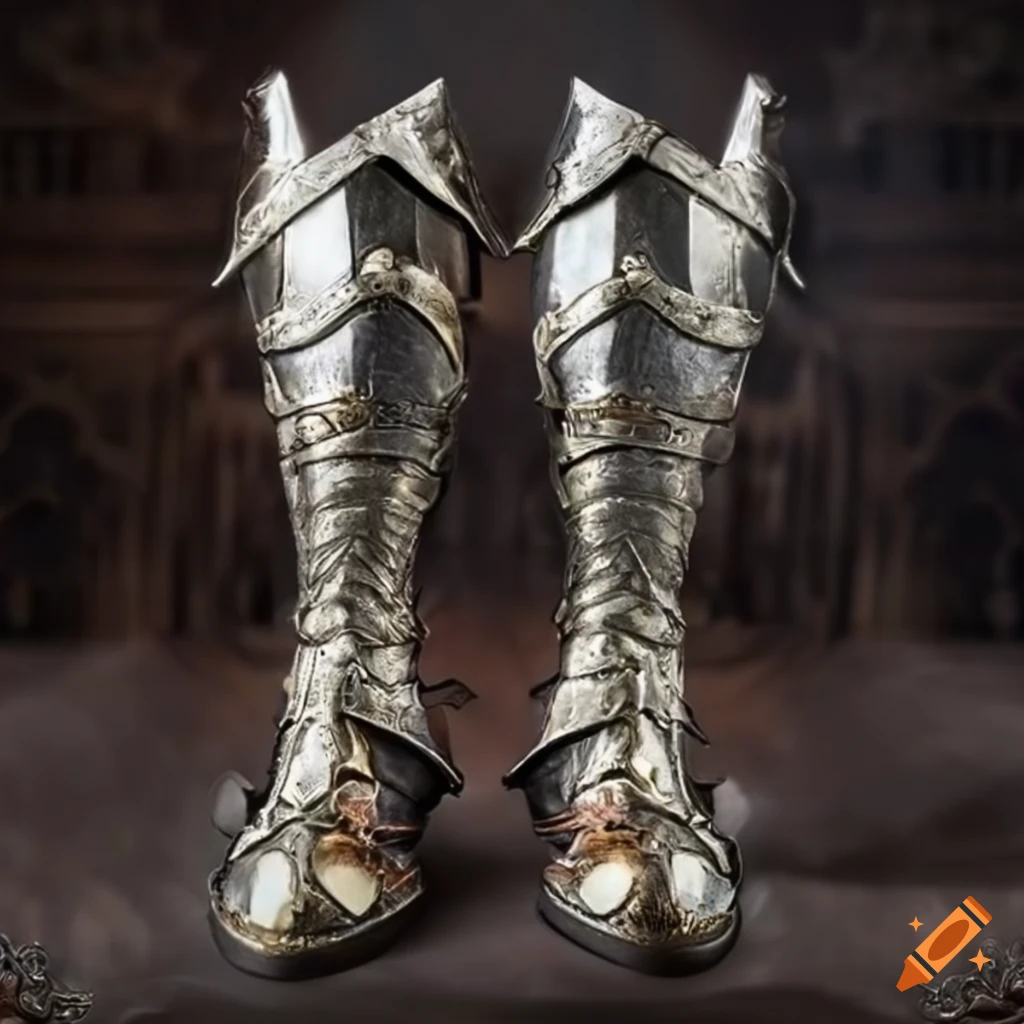 Medieval mithril plated knight boots for RPG game inventory on Craiyon