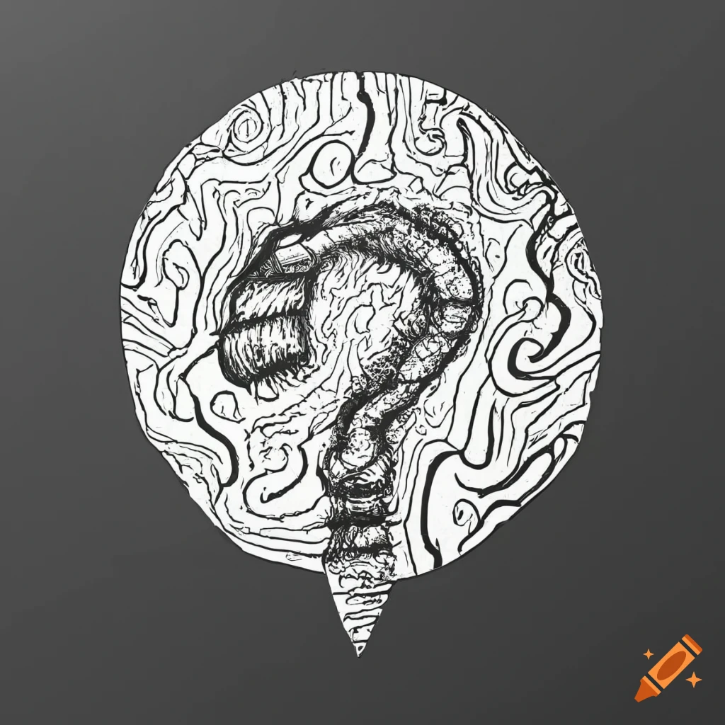 Minimal design of a question mark logo and a geographic map on Craiyon