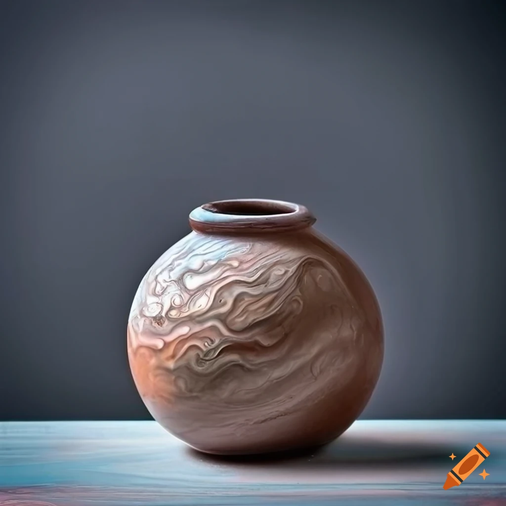 Rustic clay storage jar with narrow spout and rough surface on Craiyon