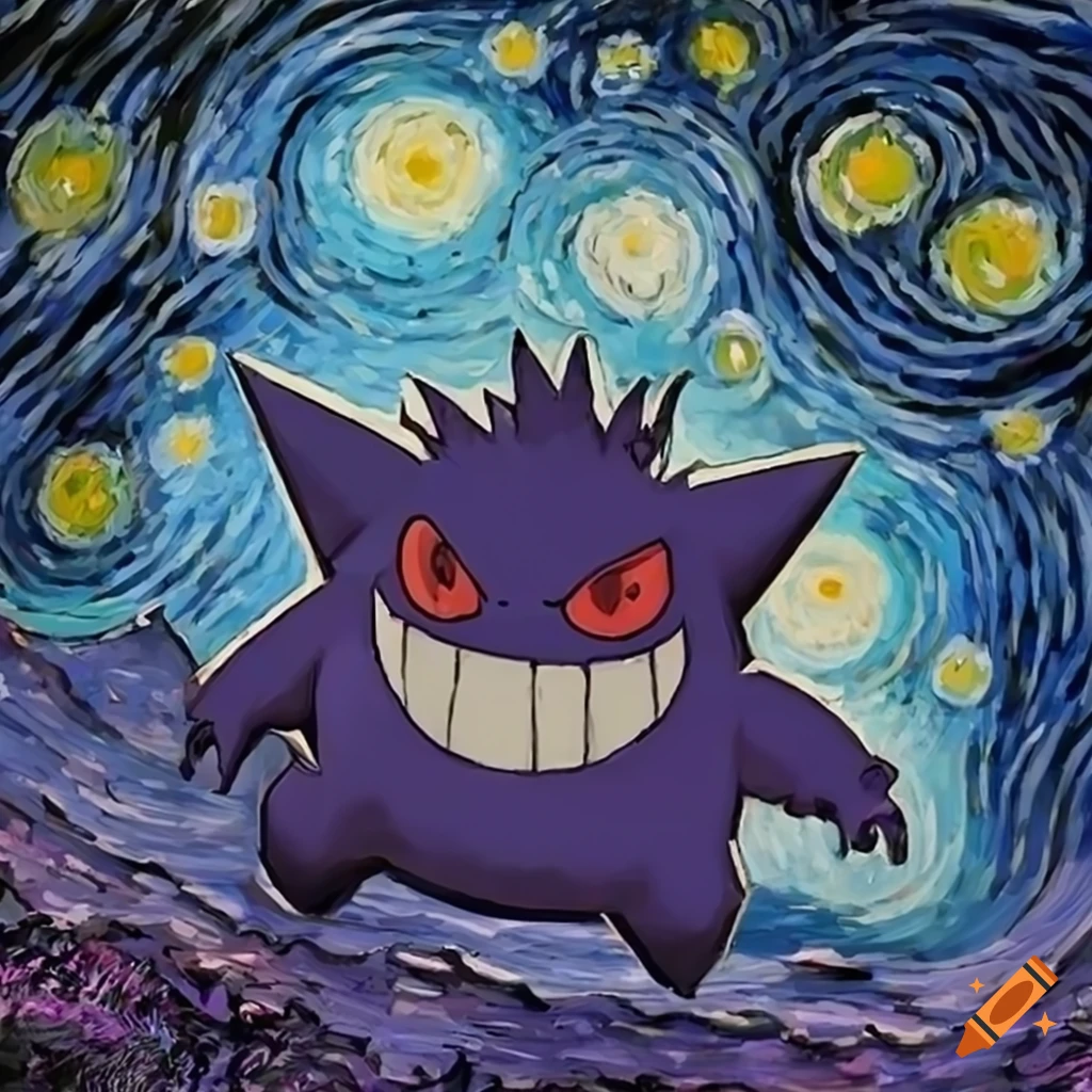 Gengar in van gogh's starry sky on Craiyon