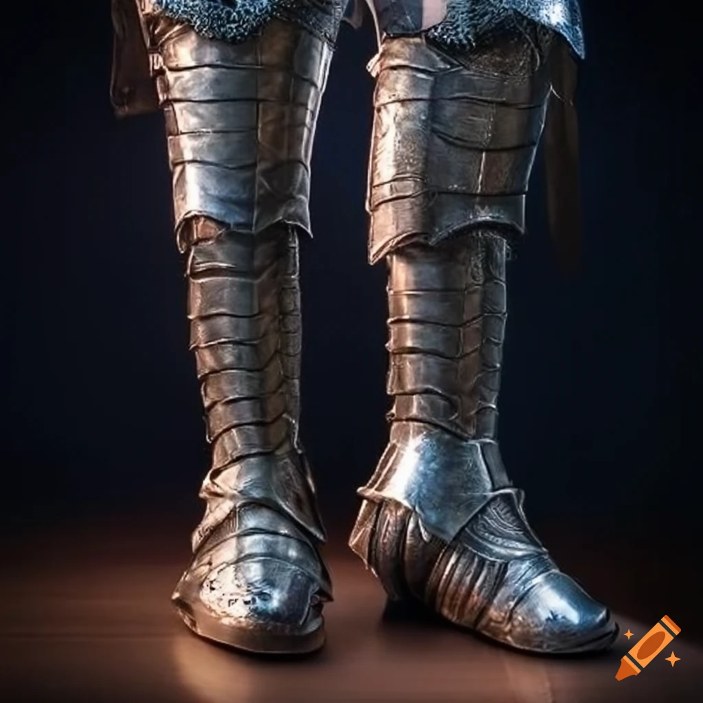 Adorned mithril plated knight boots for rpg inventory leg armor slot on ...